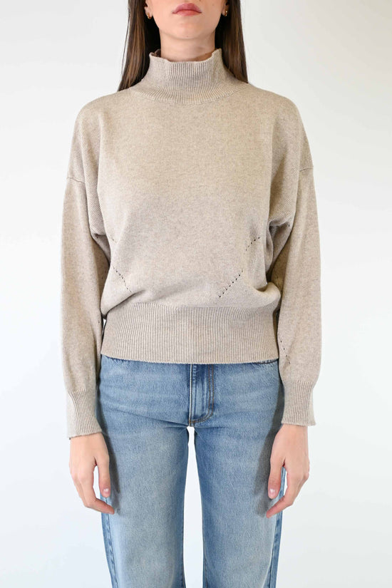 MAGLIA OVER COLLO LUPETTO COLOR TORTORA – Bros'